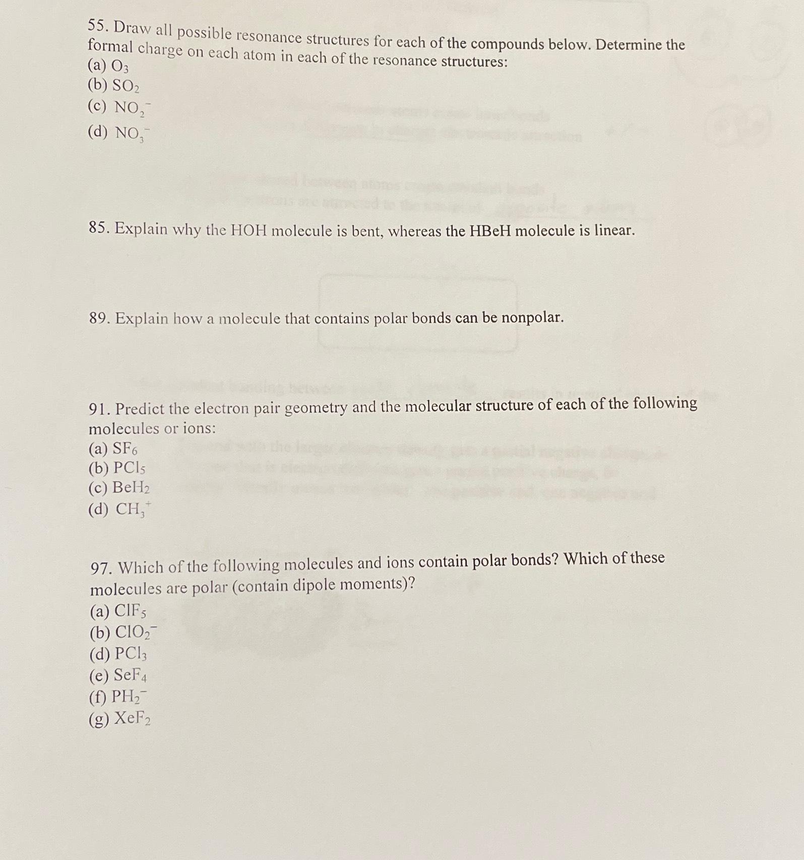 Solved Draw all possible resonance structures for each of | Chegg.com