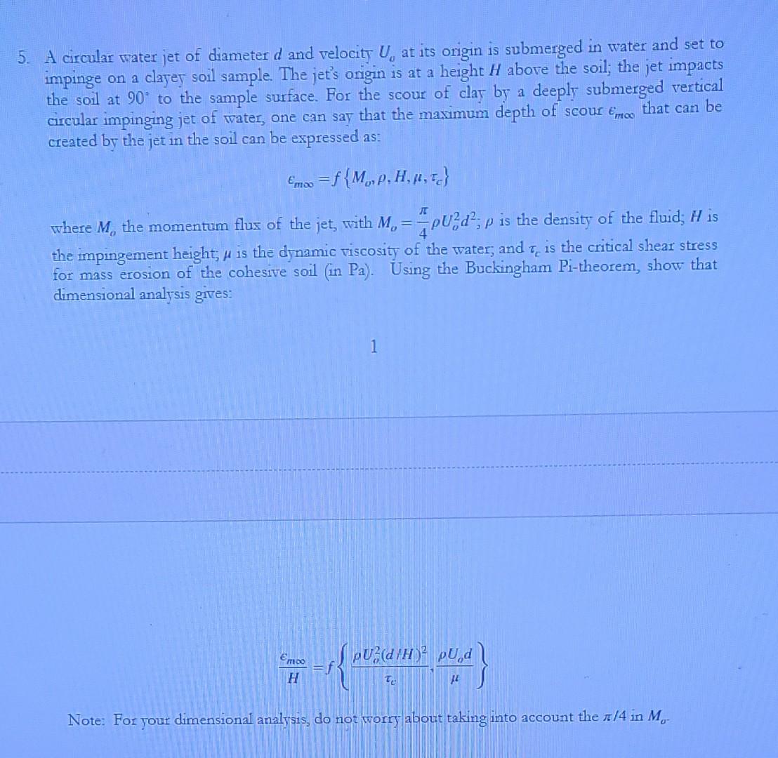 A circular water jet of diameter d and velocity Uu at | Chegg.com