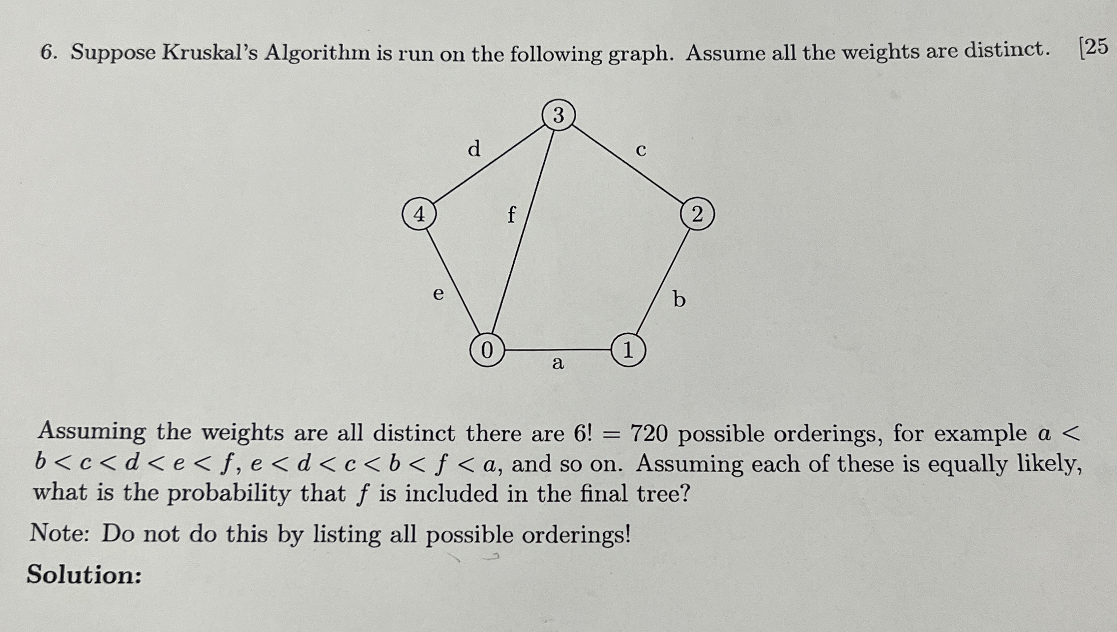 Solved Suppose Kruskal's Algorithm is run on the following | Chegg.com