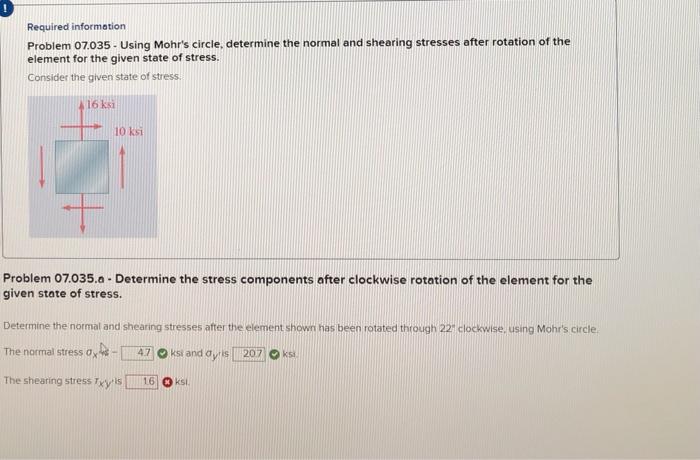 Solved Required information Problem 07.035 - Using Mohr's | Chegg.com