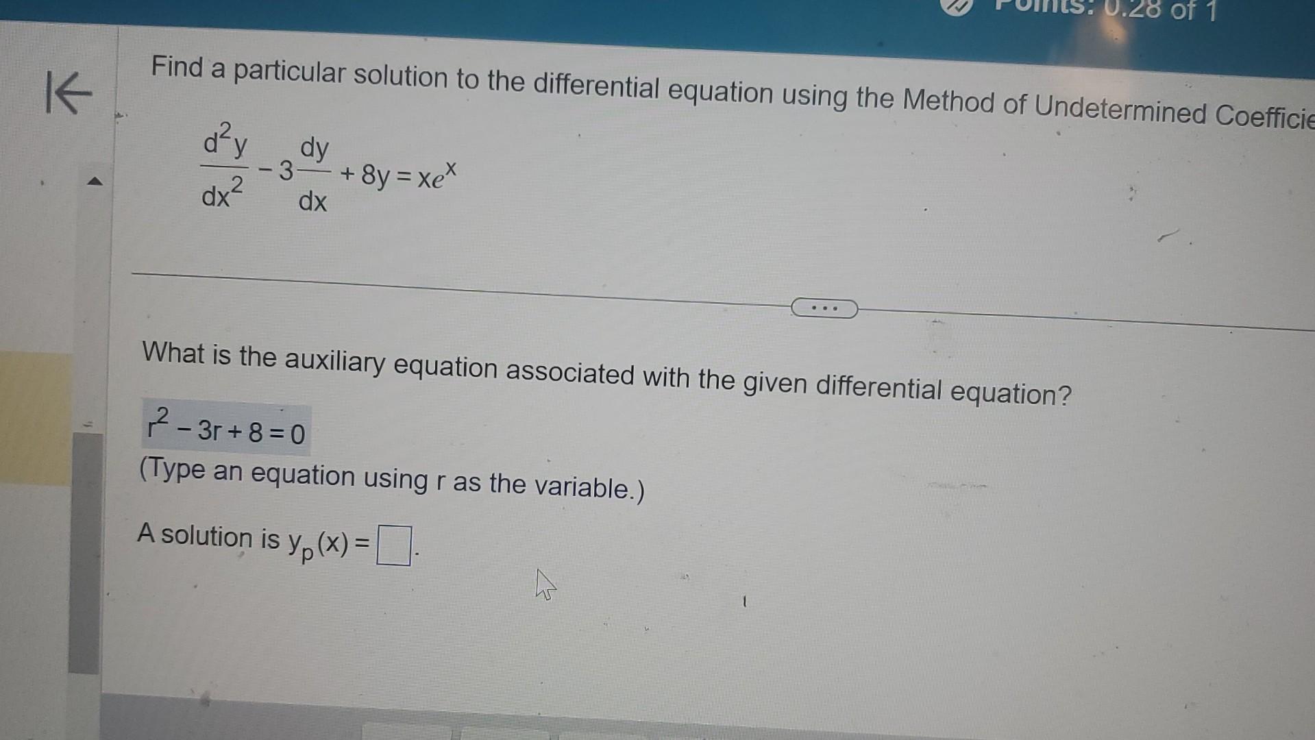 Solved Find a particular solution to the differential | Chegg.com