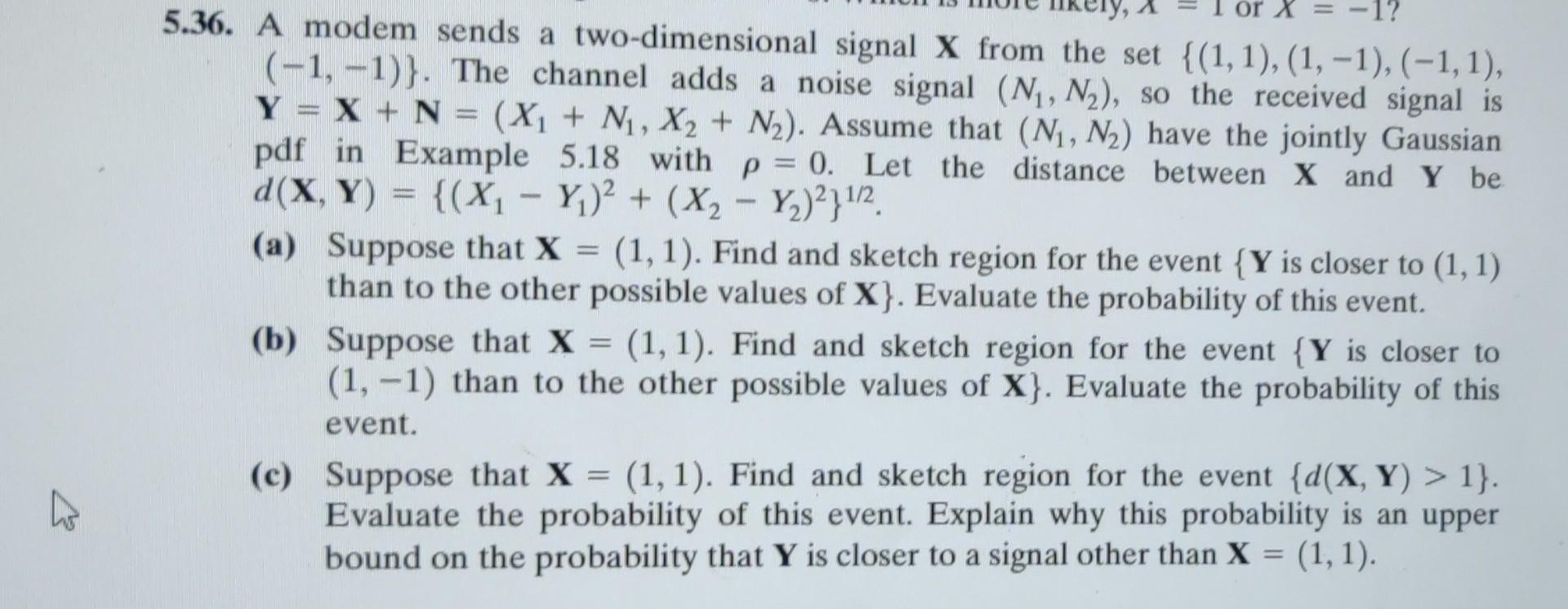 5.36. A modem sends a two-dimensional signal X from | Chegg.com