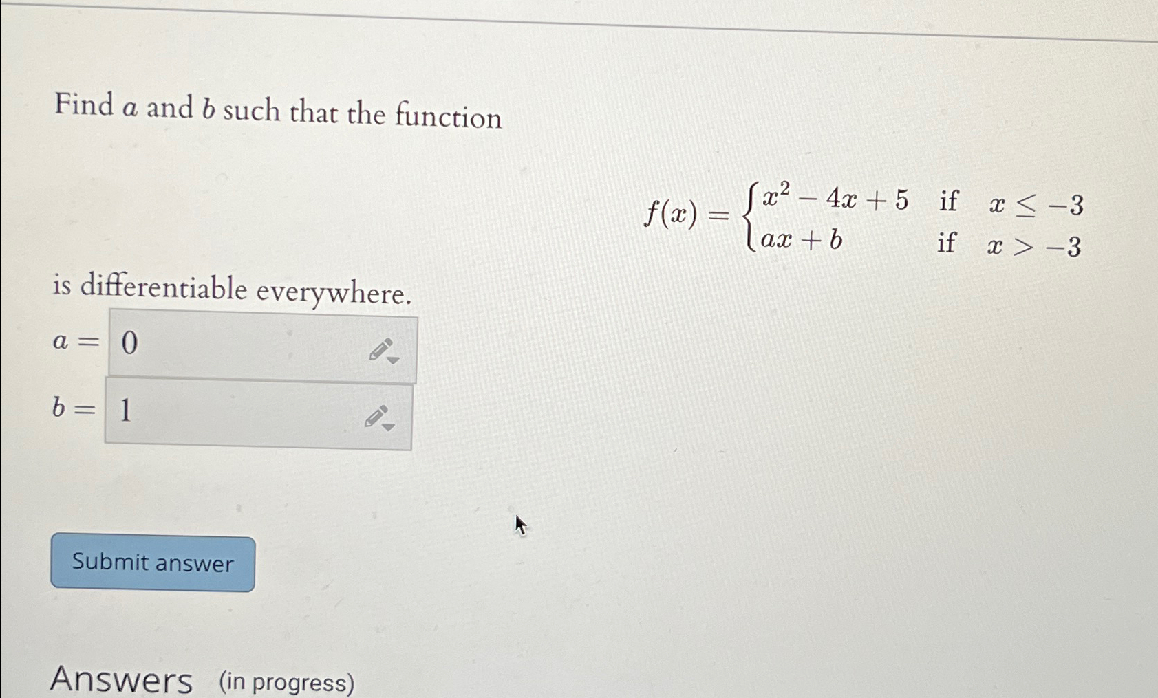 Solved Find a and b ﻿such that the | Chegg.com