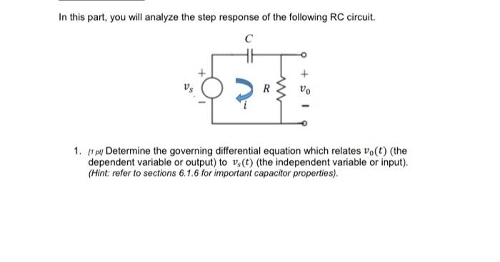 Solved In this part, you will analyze the step response of | Chegg.com