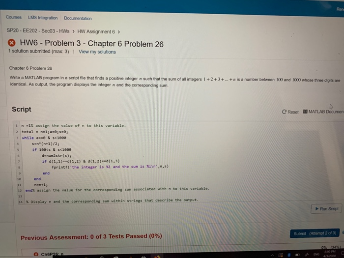 Solved Rens Courses LMS Integration Documentation SP20 - | Chegg.com