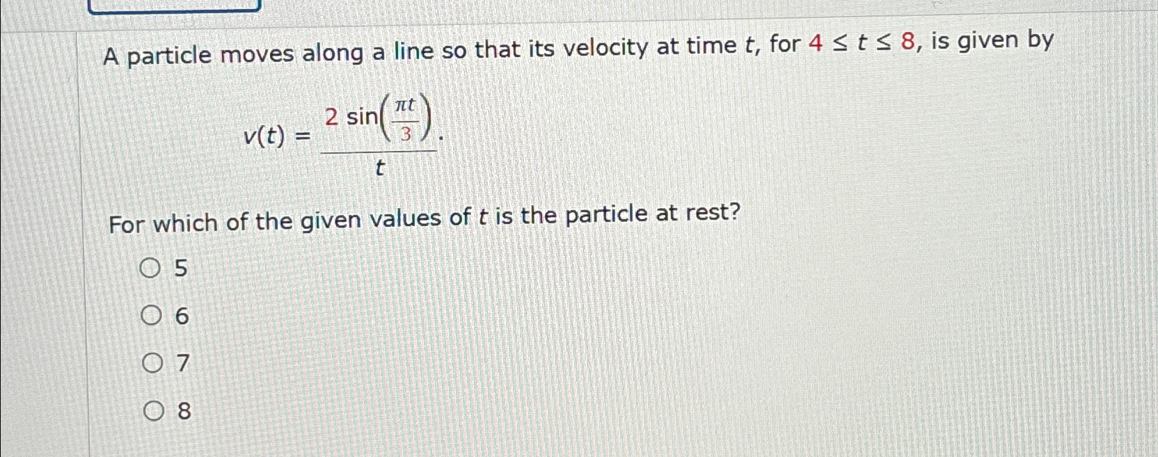 Solved A particle moves along a line so that its velocity at | Chegg.com