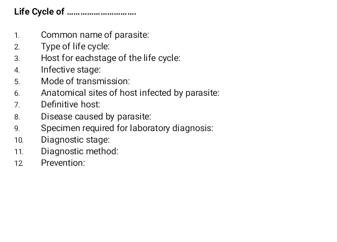 Solved Qfe cycter of Isypunomas,sp( gambiense) (1) Compon | Chegg.com