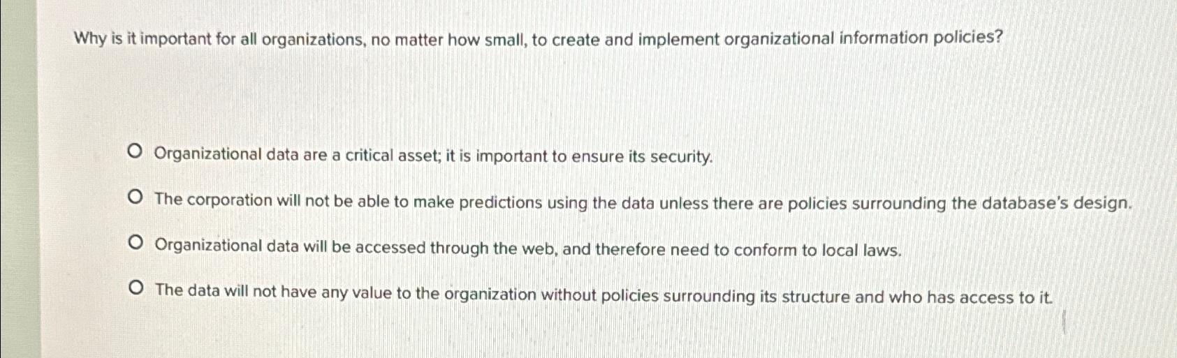 Solved Why is it important for all organizations, no matter | Chegg.com