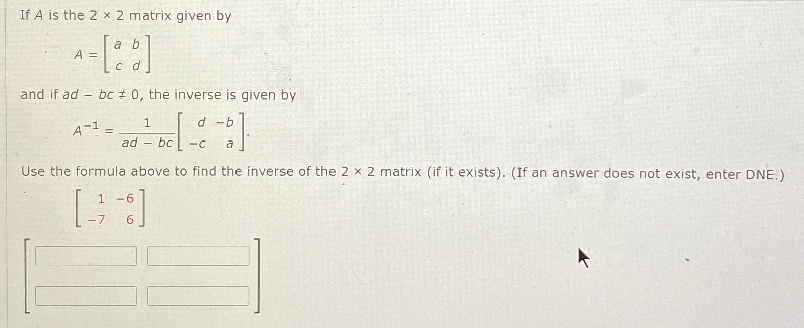 Solved If A ﻿is the 2×2 ﻿matrix given byA=[abcd]and if | Chegg.com