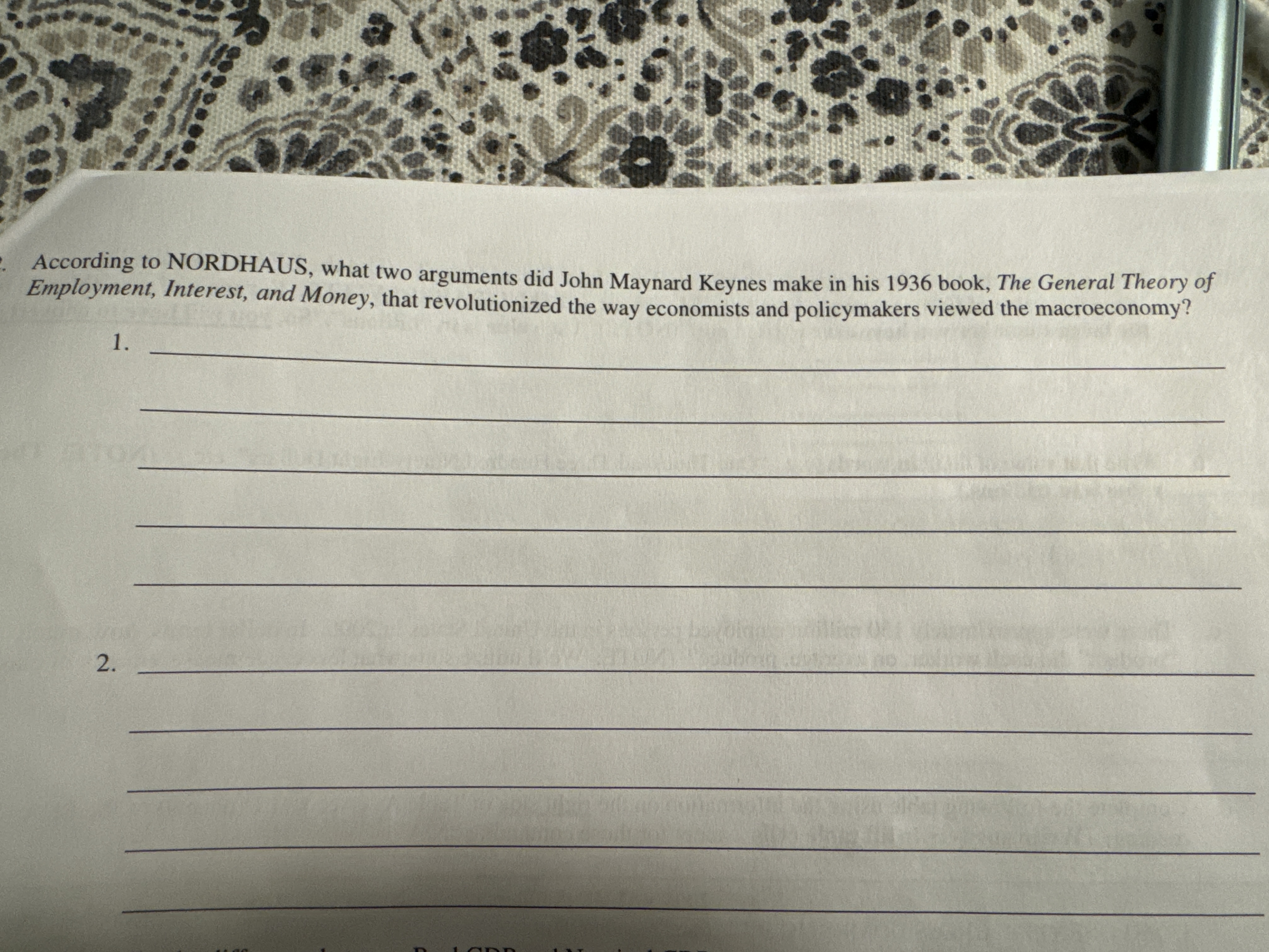Solved According to NORDHAUS, what two arguments did John | Chegg.com