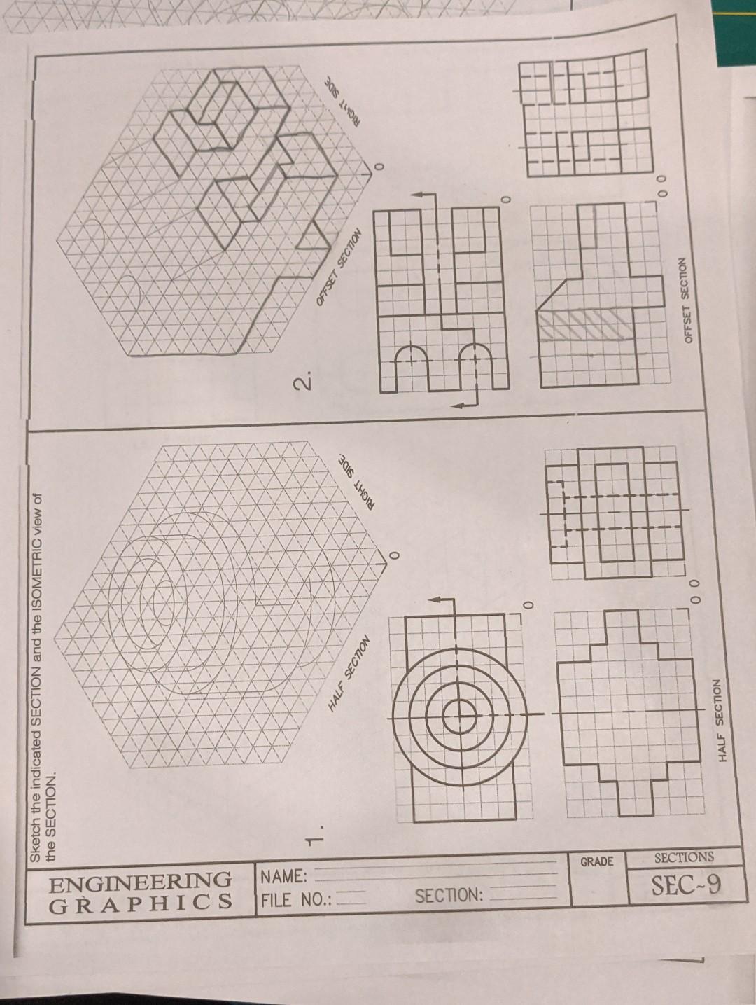 Solved Sketch the indicated SECTION and the ISOMETRIC view | Chegg.com