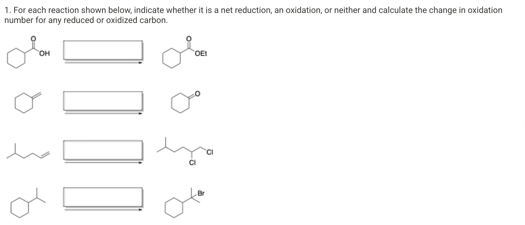 Solved 1. ﻿For each reaction shown below, indicate whether | Chegg.com