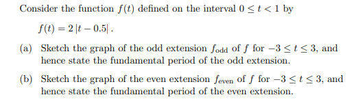 Solved Consider the function f(t) ﻿defined on ﻿the interval | Chegg.com