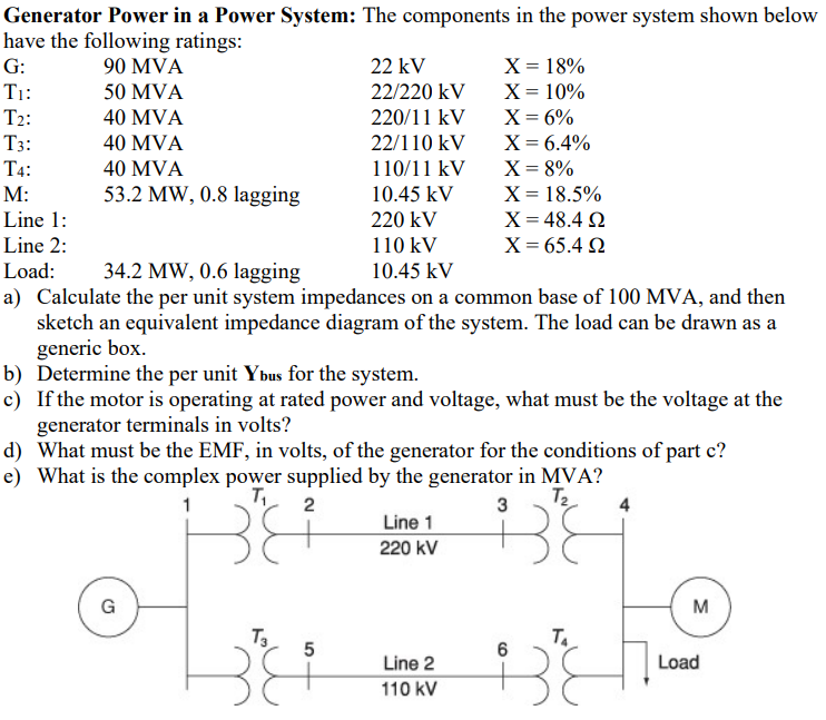 Generator Power in a Power System: The components in | Chegg.com