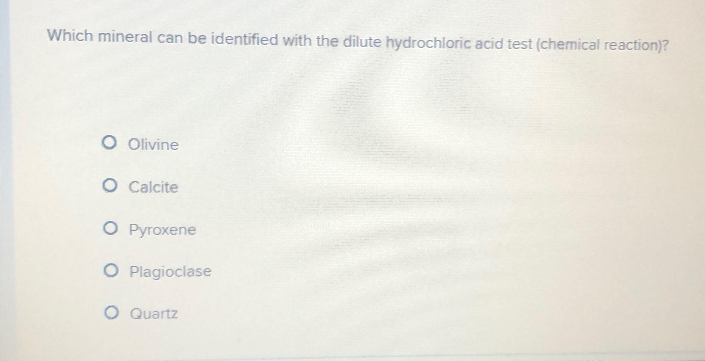 Solved Which mineral can be identified with the dilute | Chegg.com