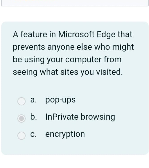 Solved A feature in Microsoft Edge that prevents anyone else | Chegg.com