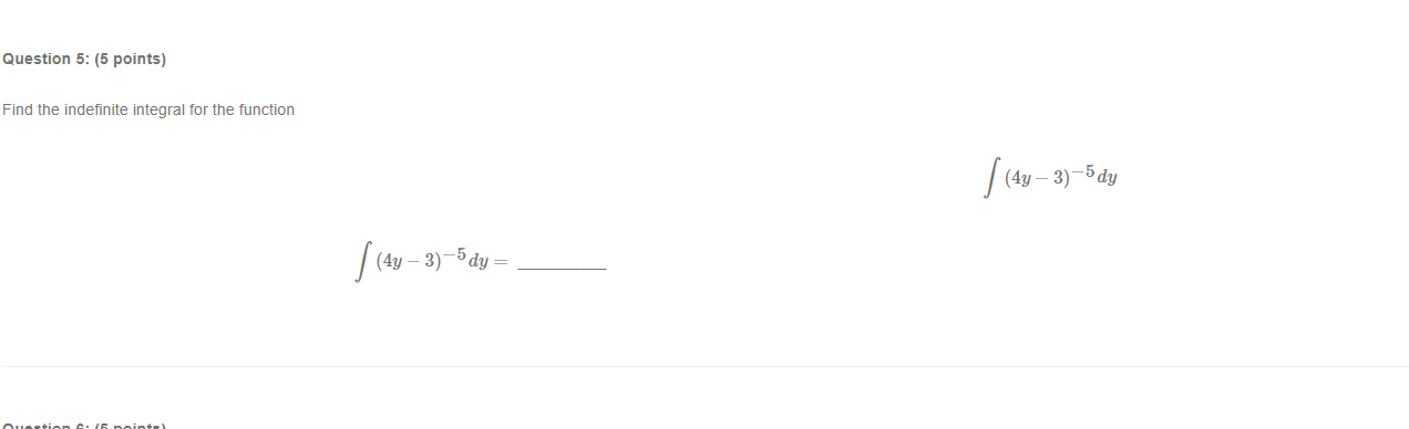 Solved Question 5: (5 points)Find the indefinite integral | Chegg.com Solved Question 5: (5 points)Find the indefinite integral | Chegg.com