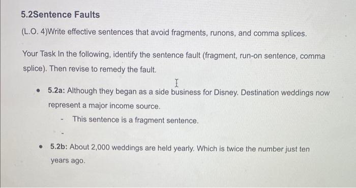 5.2Sentence Faults (L.O. 4)Write effective sentences | Chegg.com
