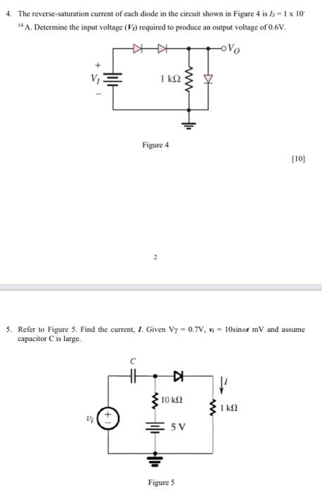 Solved 4. The reverse-saturation current of each diode in | Chegg.com