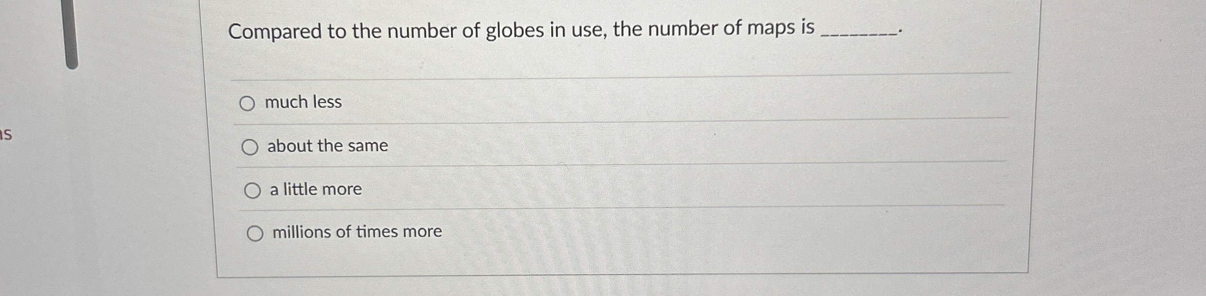 Solved Compared to the number of globes in use, the number | Chegg.com