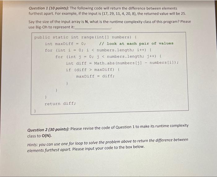 Solved Question 1 (10 points): The following code will | Chegg.com