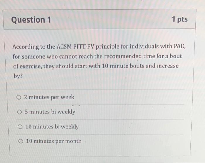 Solved According to the ACSM FITT-PV principle for | Chegg.com