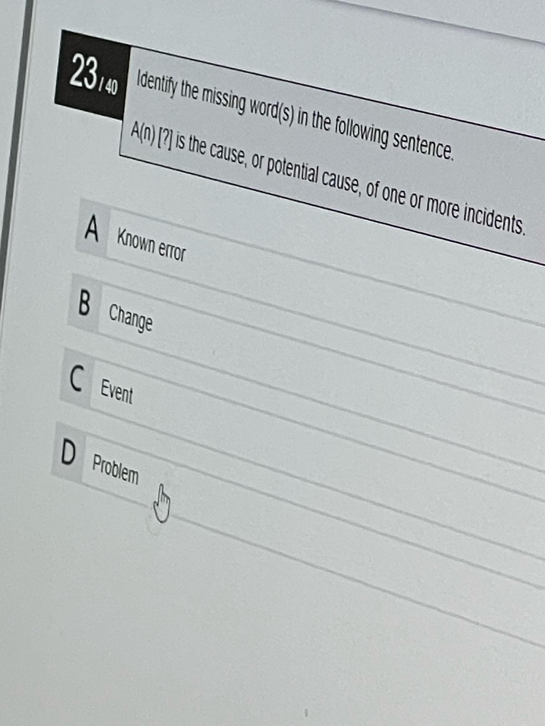 Solved 23140 ﻿Identify the missing word(s) ﻿in the following | Chegg.com