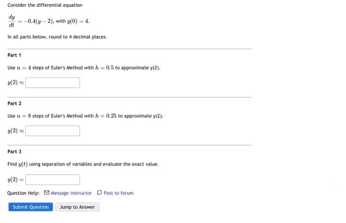 Solved Consider the differential equation dy dt = In all | Chegg.com