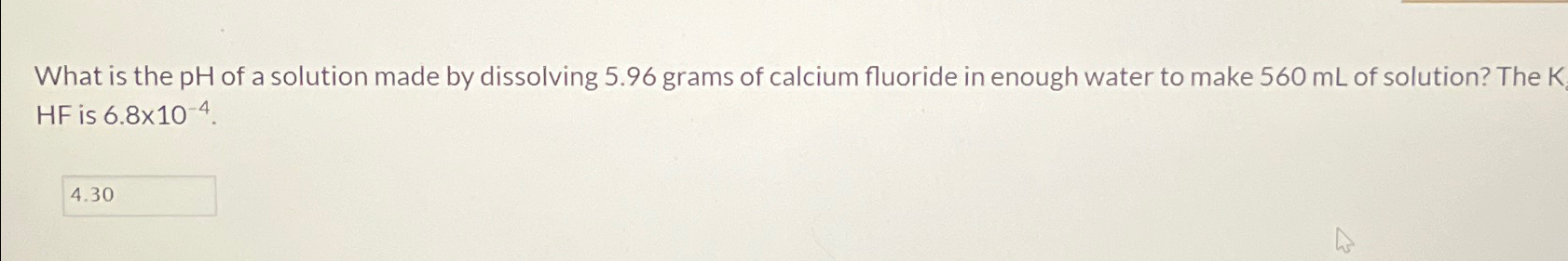 Solved What is the pH ﻿of a solution made by dissolving 5.96 | Chegg.com