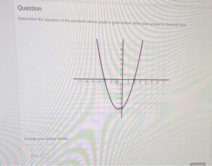 Solved Determine the equation of the parabola whose graph is | Chegg.com