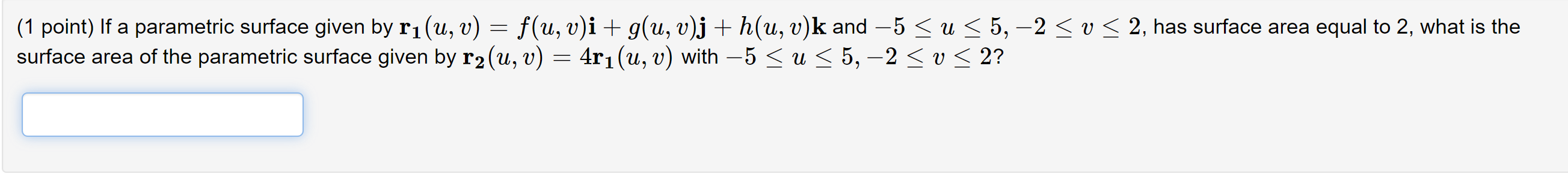Solved (1 ﻿point) ﻿If a parametric surface given by | Chegg.com