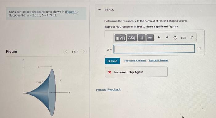 Solved Part A Consider the bell-shaped volume shown in | Chegg.com