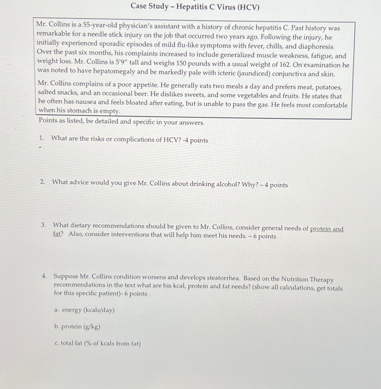 Solved Case Study - ﻿Hepatitis C Virus (HCV)Mr. ﻿Collins is | Chegg.com