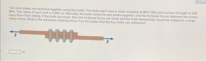 Solved Two steel plates are fastened together using four | Chegg.com