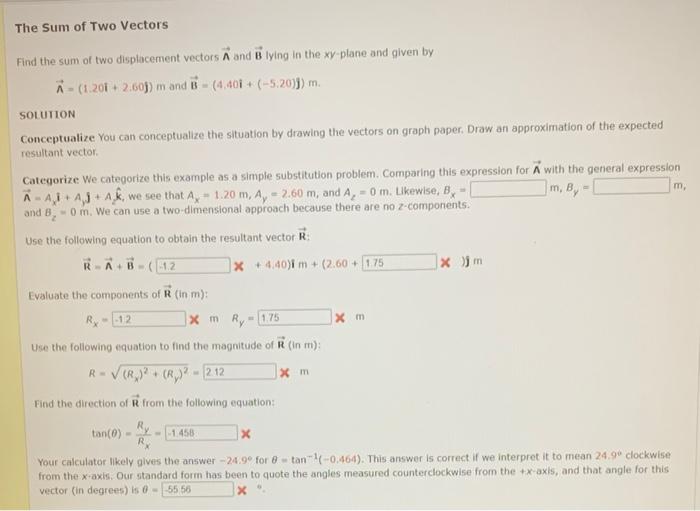Solved The Sum of Two Vectors Find the sum of two | Chegg.com