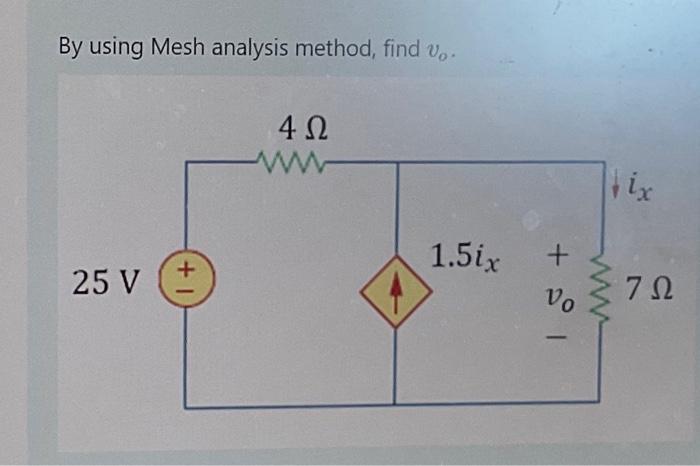 Solved By using Mesh analysis method, find v0. | Chegg.com