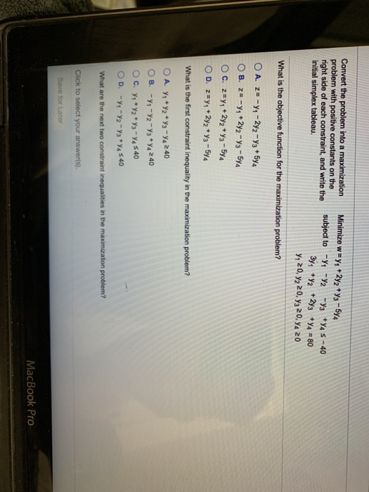 Solved Convert The Problem Into A Maximization Problem With 