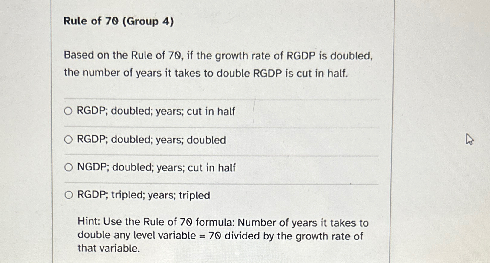 Solved Rule of 70 (Group 4)Based on the Rule of 70 , ﻿if the | Chegg.com