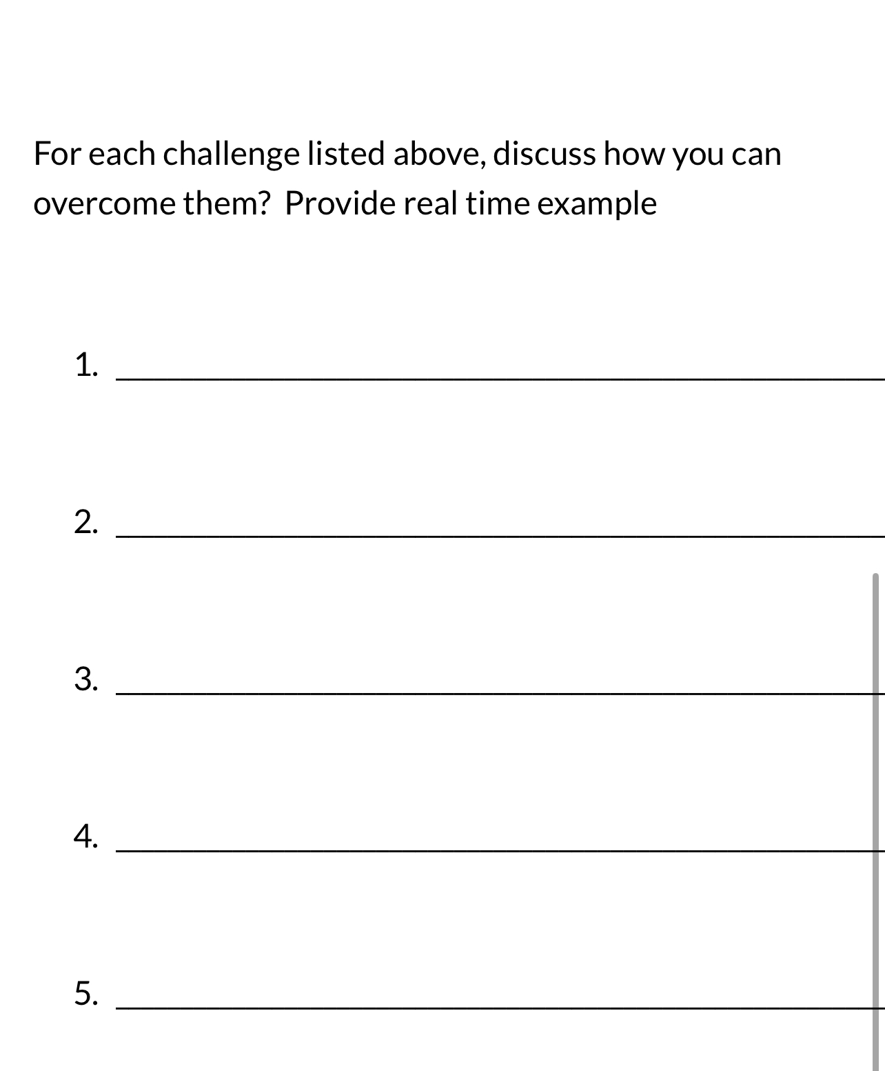 Solved For each challenge listed above, discuss how you can | Chegg.com