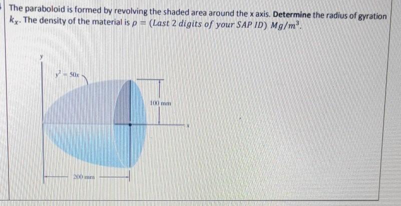 Solved The paraboloid is formed by revolving the shaded area | Chegg.com