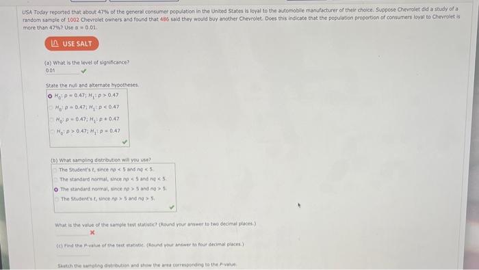 Solved What Is The Value Of The Sample Test Statistic Find 7274