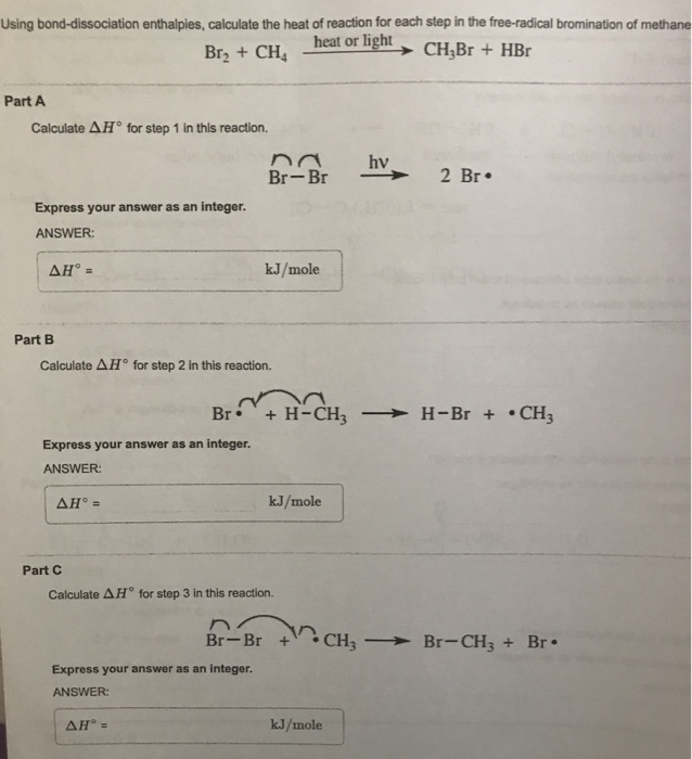 Solved Using bond-dissociation enthalpies, calculate the | Chegg.com