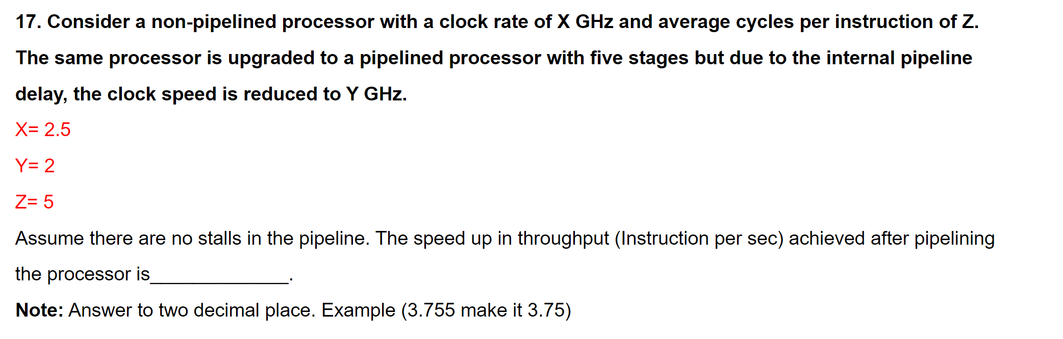 Solved Consider a non-pipelined processor with a clock rate | Chegg.com