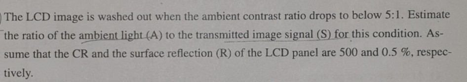 The LCD image is washed out when the ambient contrast | Chegg.com