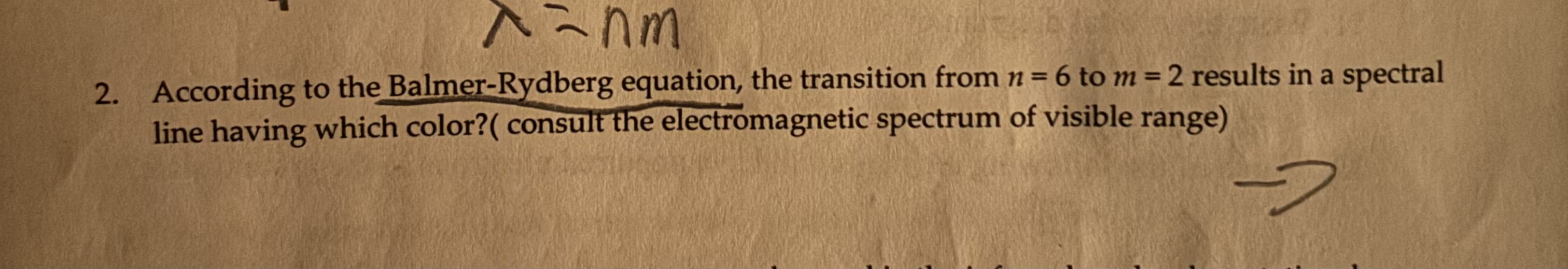 Solved According to the Balmer-Rydberg equation, the | Chegg.com