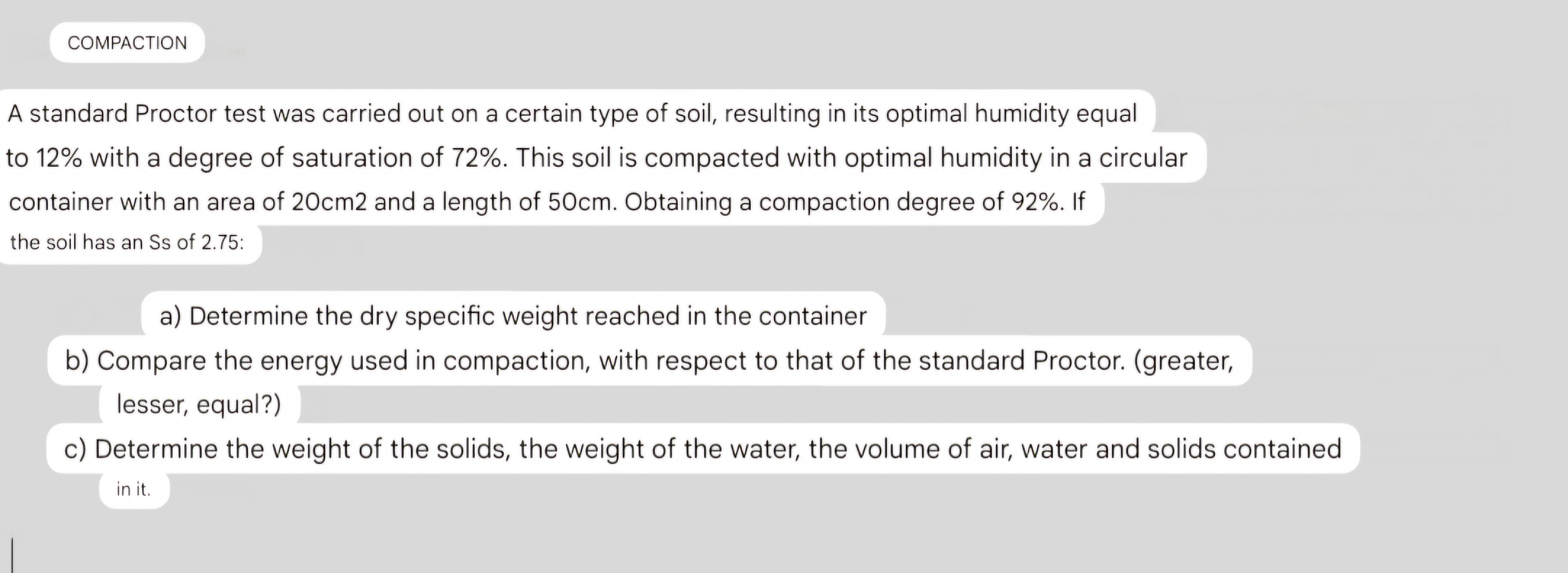 Solved A standard Proctor test was carried out on a certain | Chegg.com