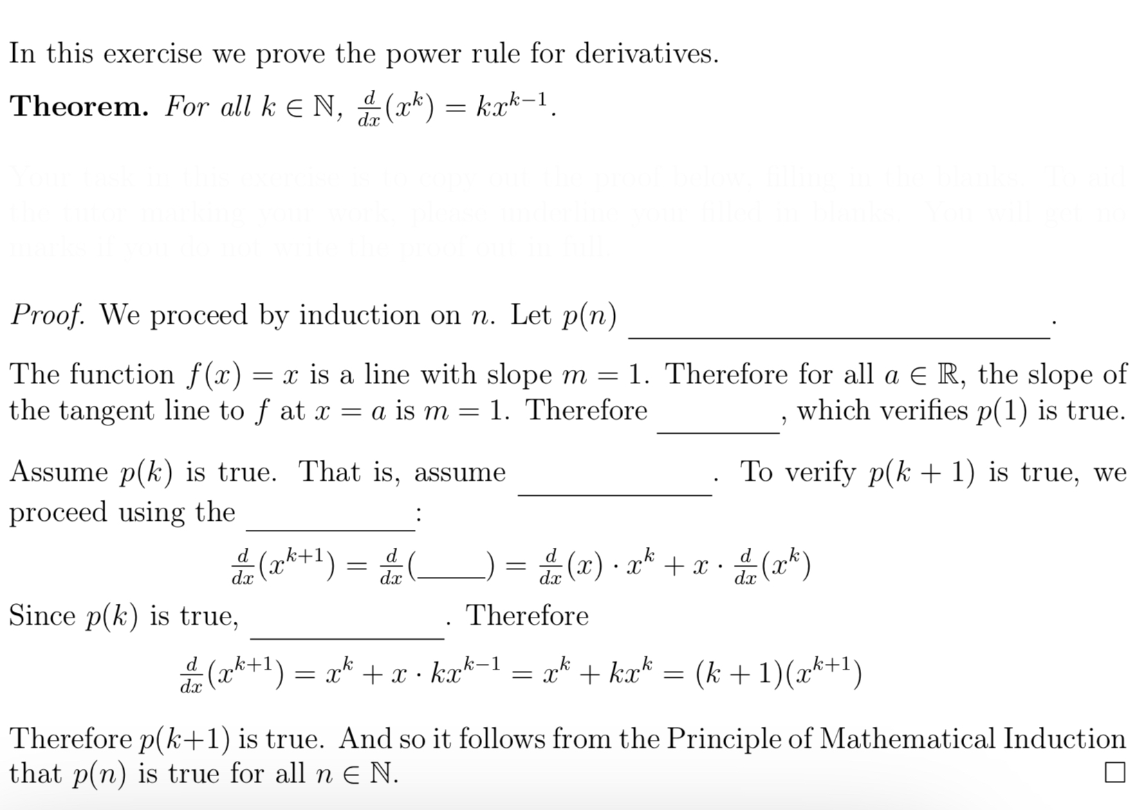 Solved In this exercise we prove the power rule for | Chegg.com