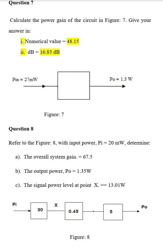 Solved the answer is in the question like in question 8 a) | Chegg.com