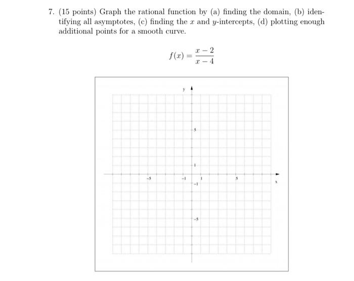 Solved 7. (15 points) Graph the rational function by (a) | Chegg.com