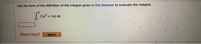 Solved Use the form of the definition of the integral given | Chegg.com